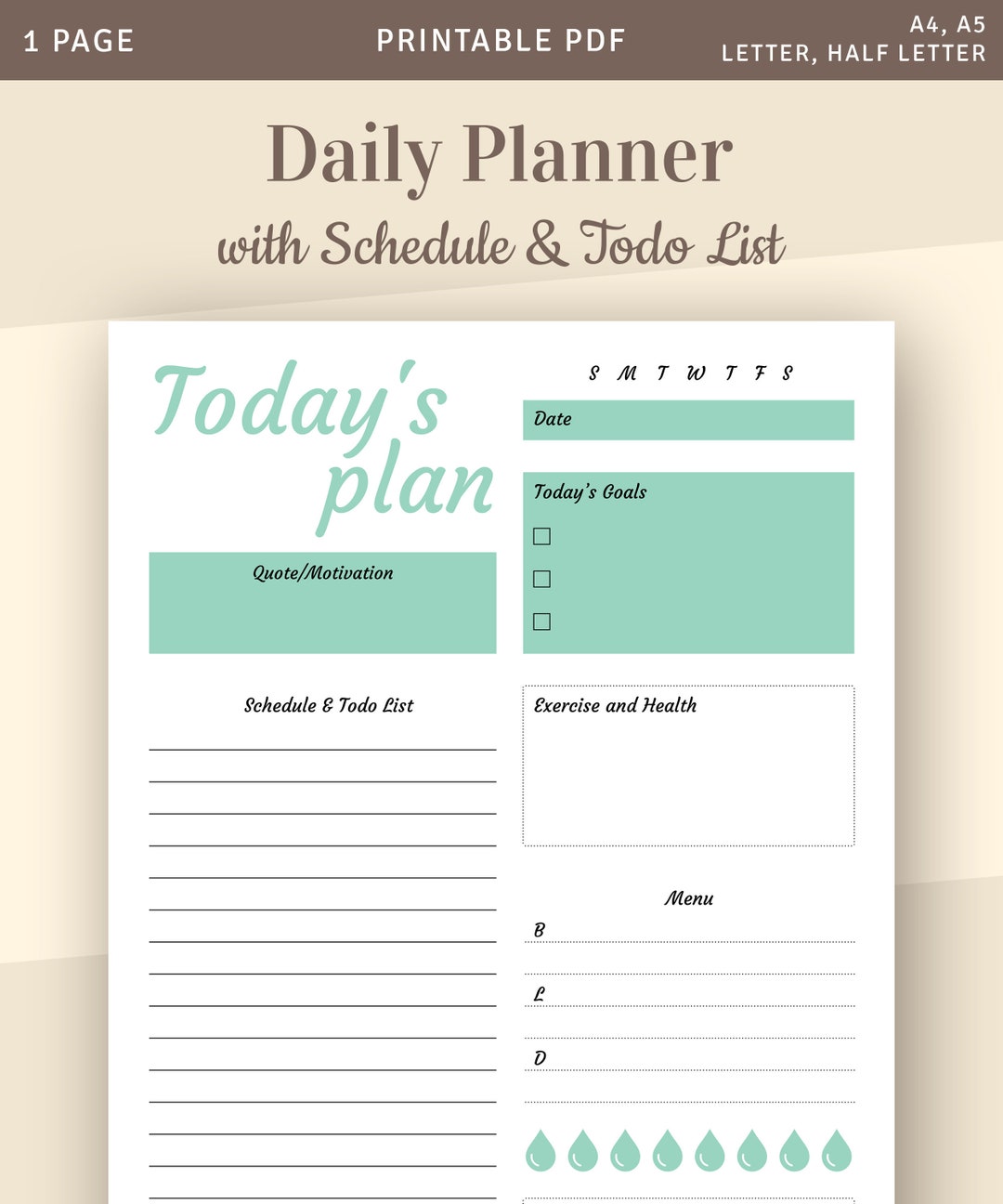 Daily Planner With Schedule & to Do List, Template Planner, Instant ...