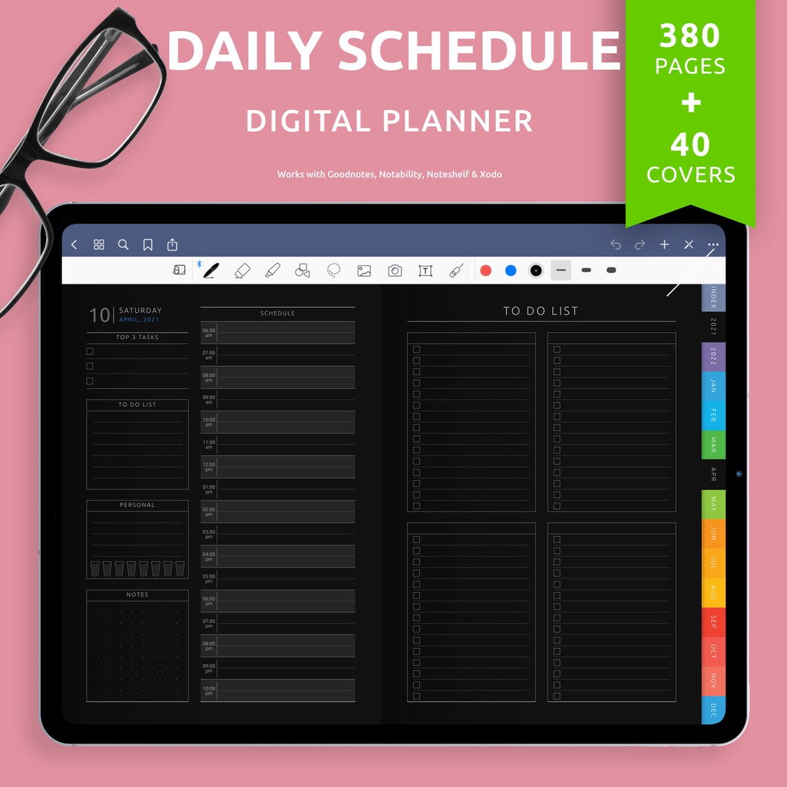 Digital Daily Schedule for Goodnotes, Notability, Daily To-do Template ...
