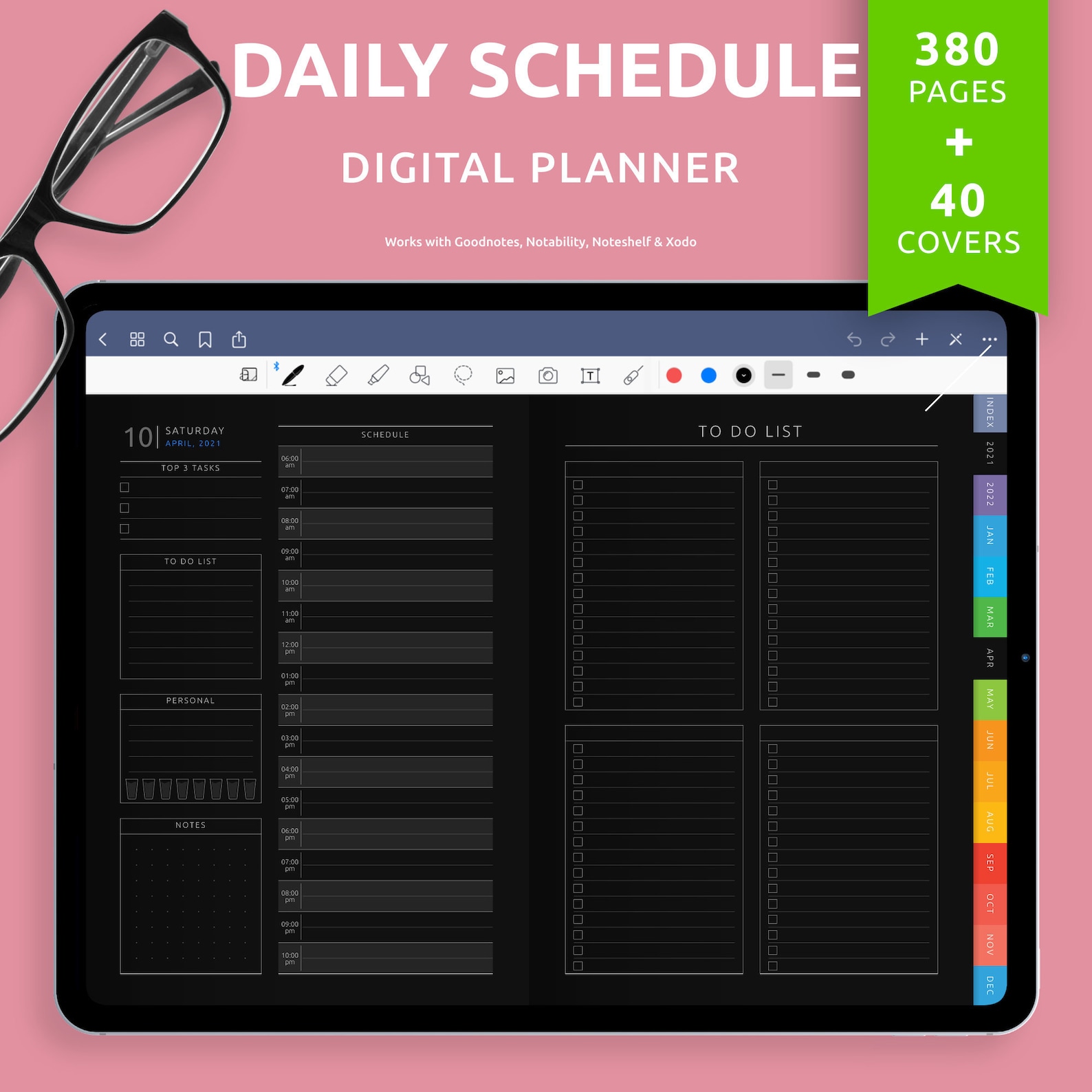 Digital Daily Schedule for Goodnotes Notability Daily To-do - Etsy