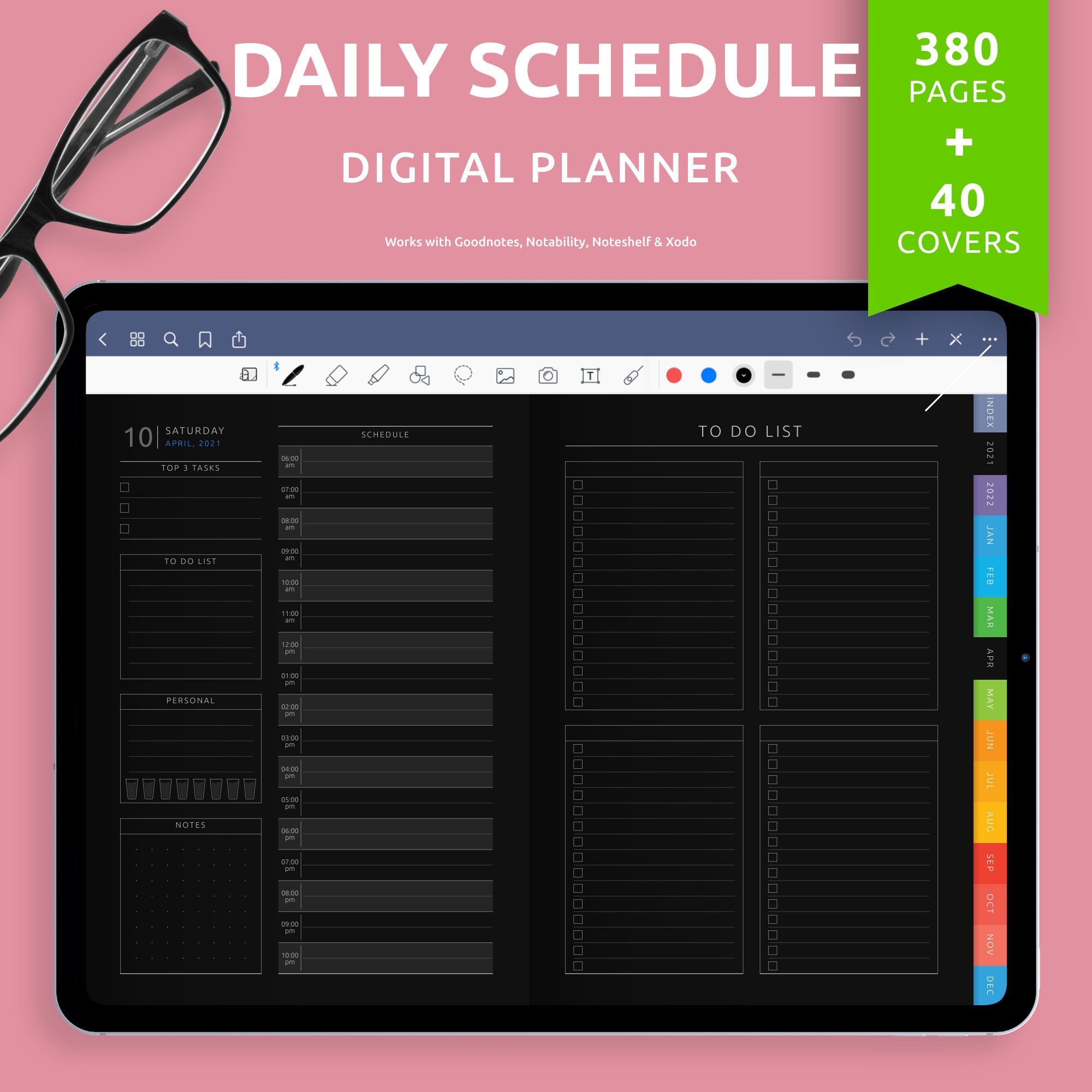 Digital Daily Schedule for Goodnotes Notability Daily To-do - Etsy