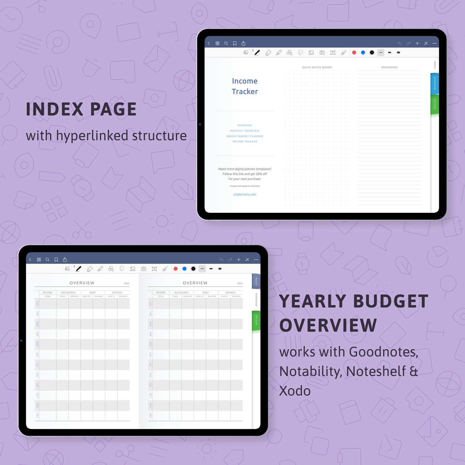 Digital Income Tracker for Goodnotes & Notability Budget | Etsy