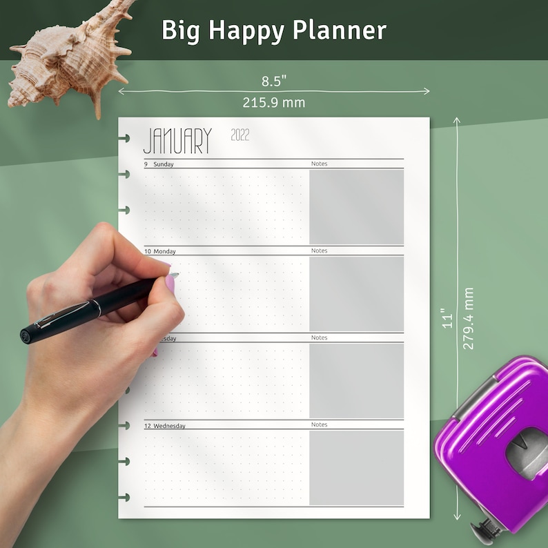 Dotted Weekly Happy Planner Templates Printable Horizontal | Etsy