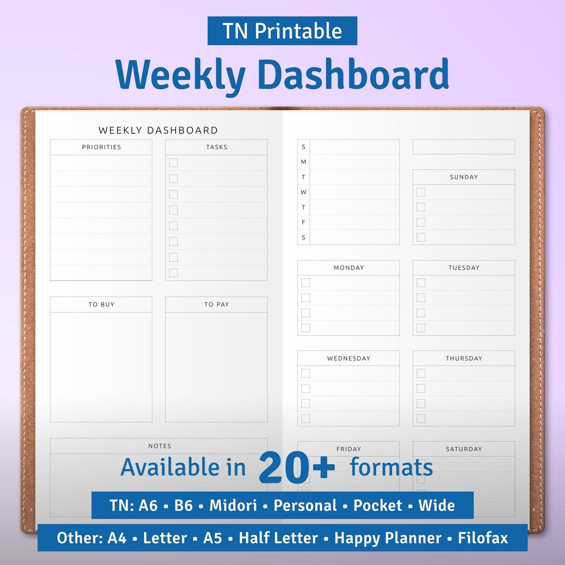 Weekly Dashboard Template | Etsy