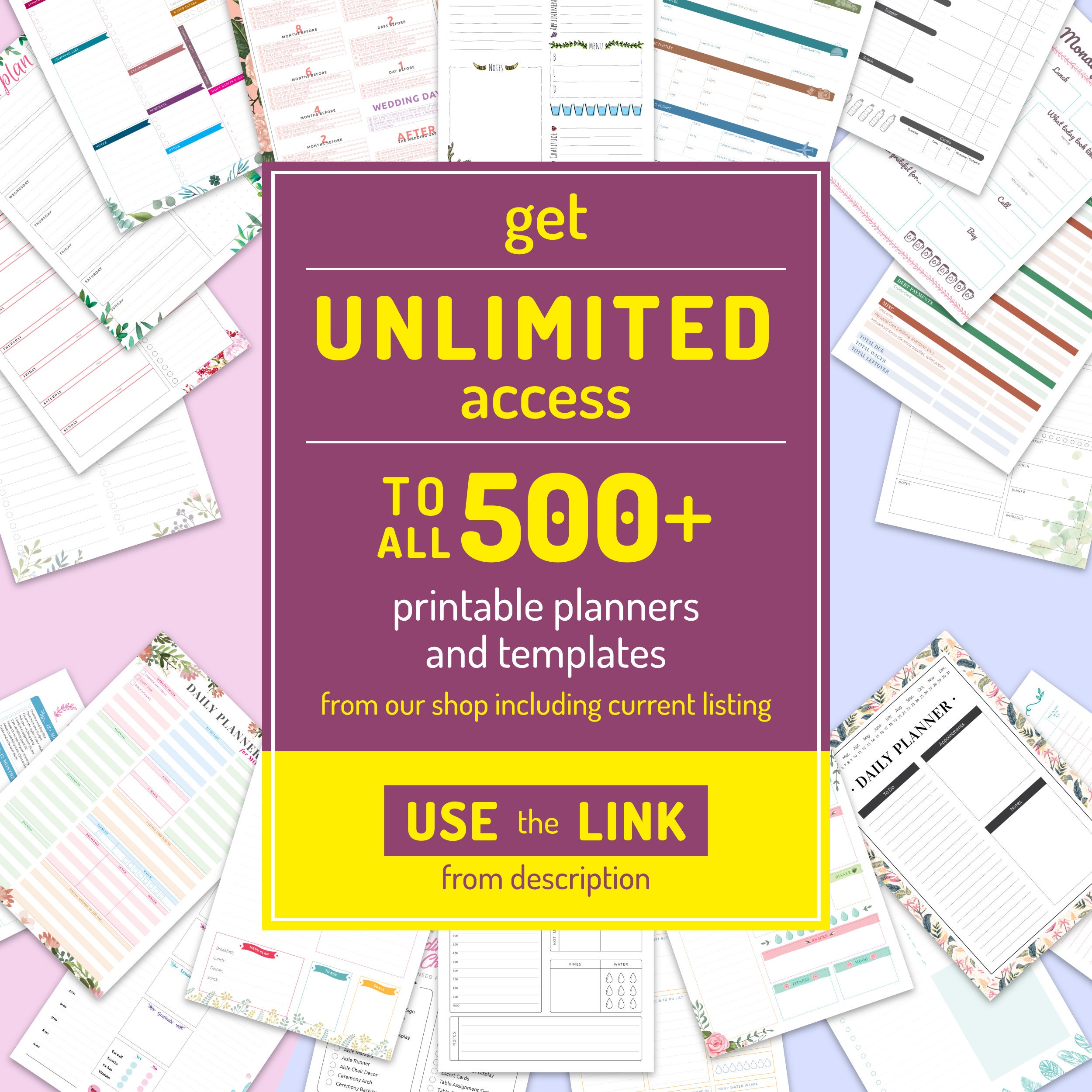 Weekly Planners Kit Printable Week at a Glance Templates 8 in | Etsy