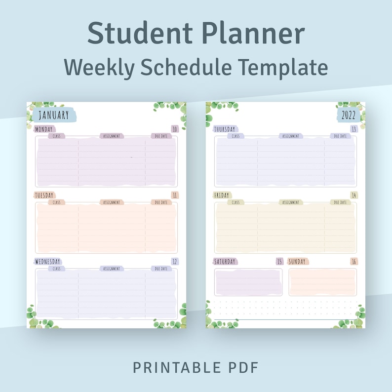 2024-2025 Student Planner Printable, Weekly Schedule (A4, A5, Letter ...