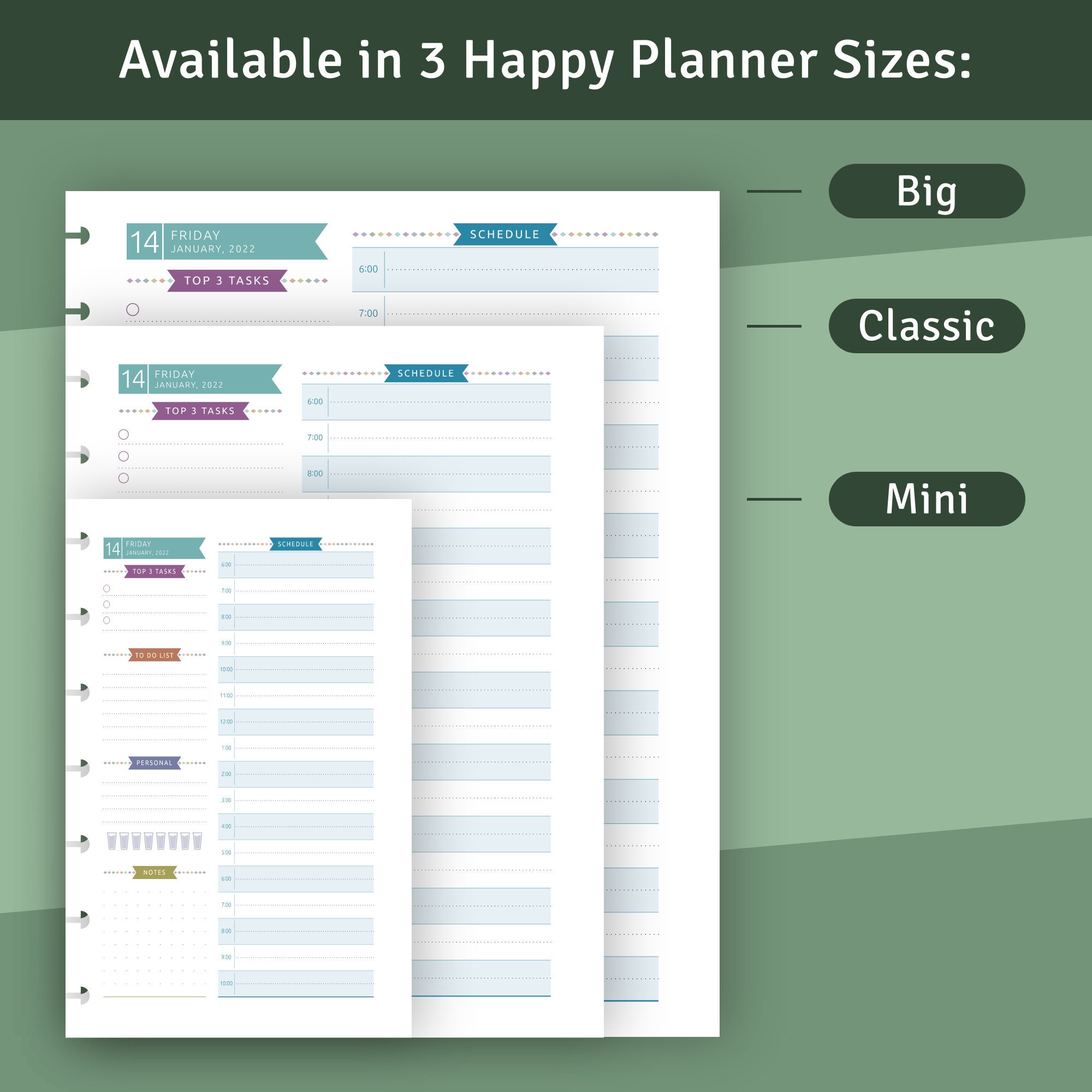 Daily Happy Planner Template, Printable PDF Insert - Etsy