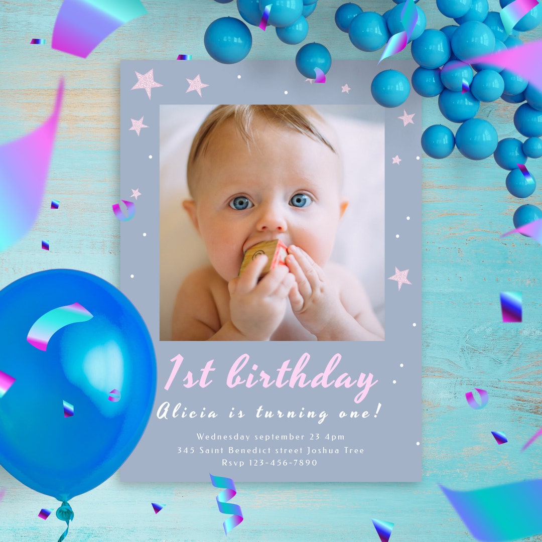 Customizable Baby's 1st Birthday Invitation, Printable Girl First ...