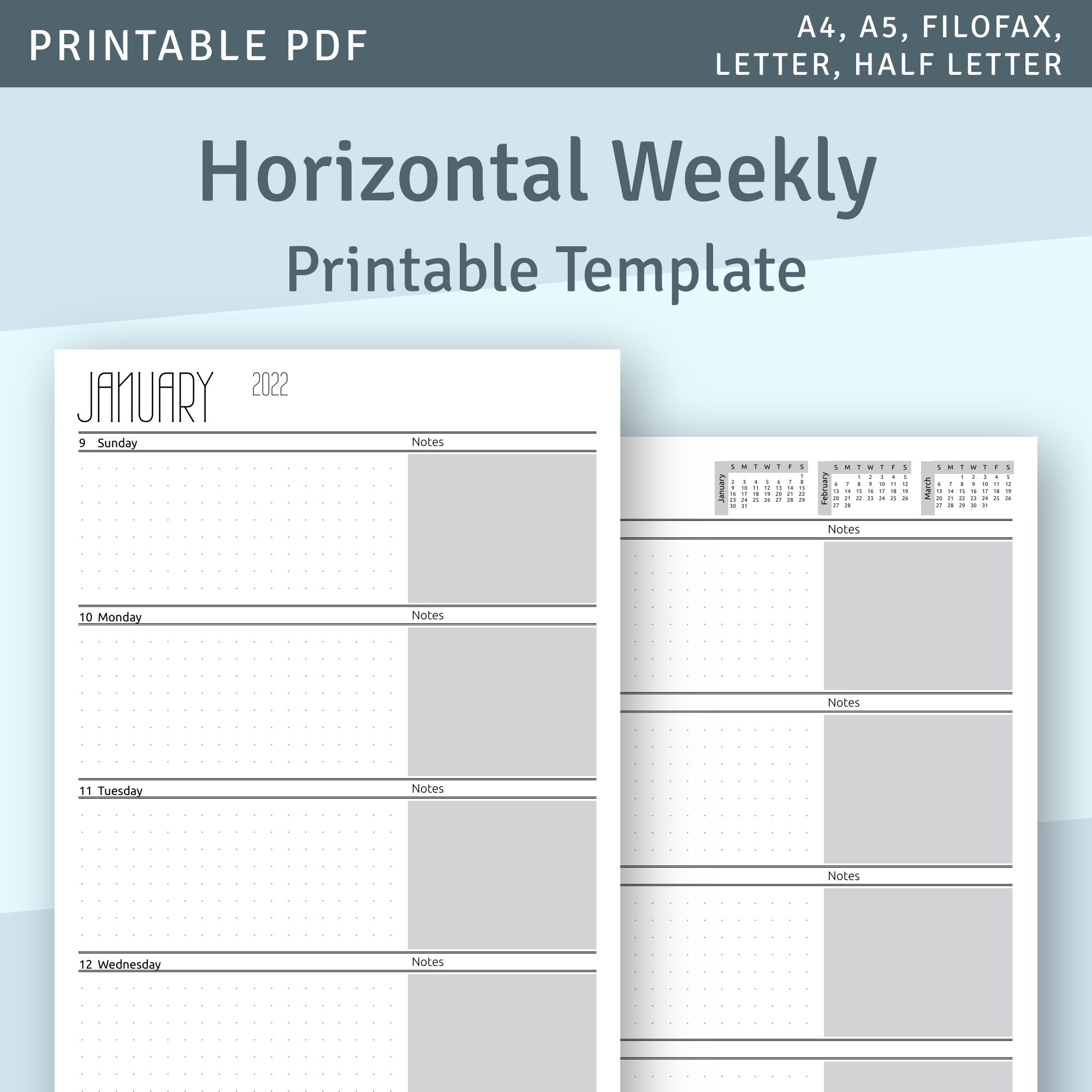 Weekly Planner With Calendar 2021 Weekly Planner Template - Etsy
