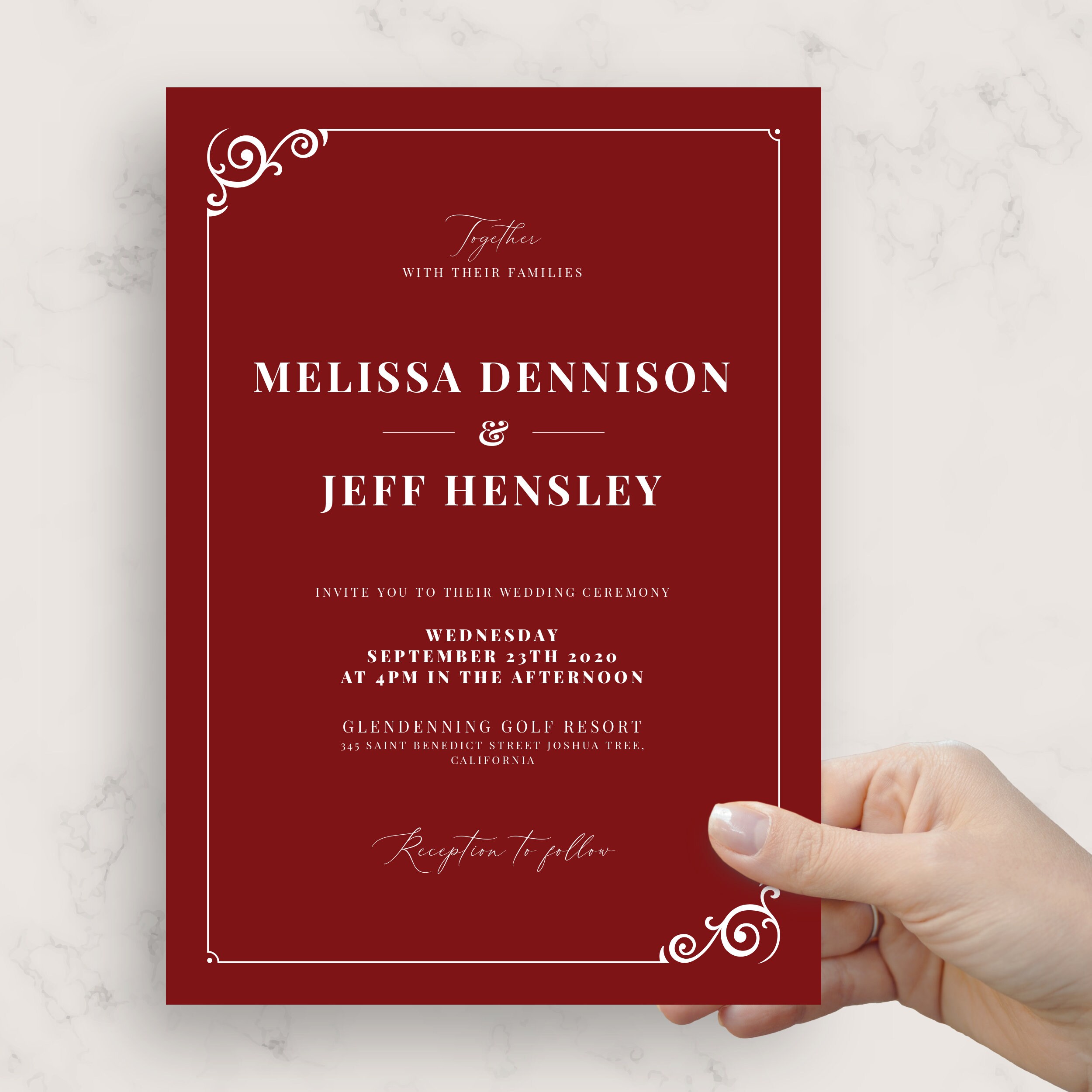 Wedding Invite Ruby Red Vintage Wedding Invitation Printable | Etsy