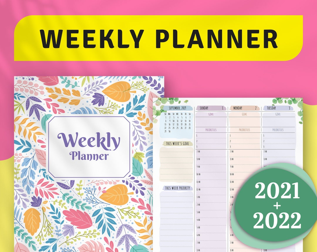 Weekly Hourly Planner Printable Set, 2024 2025 Vertical Weekly Planner ...