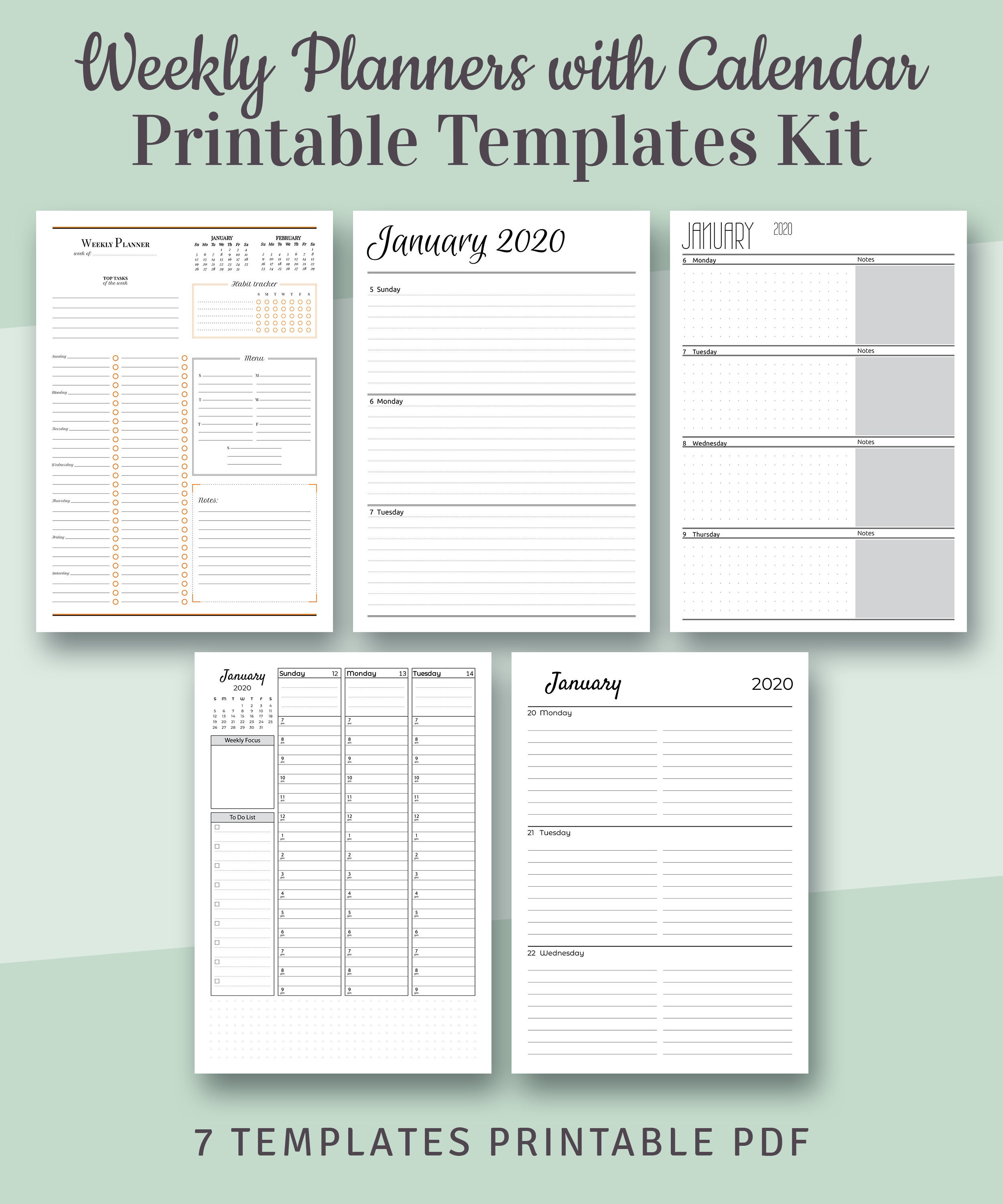 Weekly Planner Kit Printable Week Plan Templates 7 in 1 - Etsy