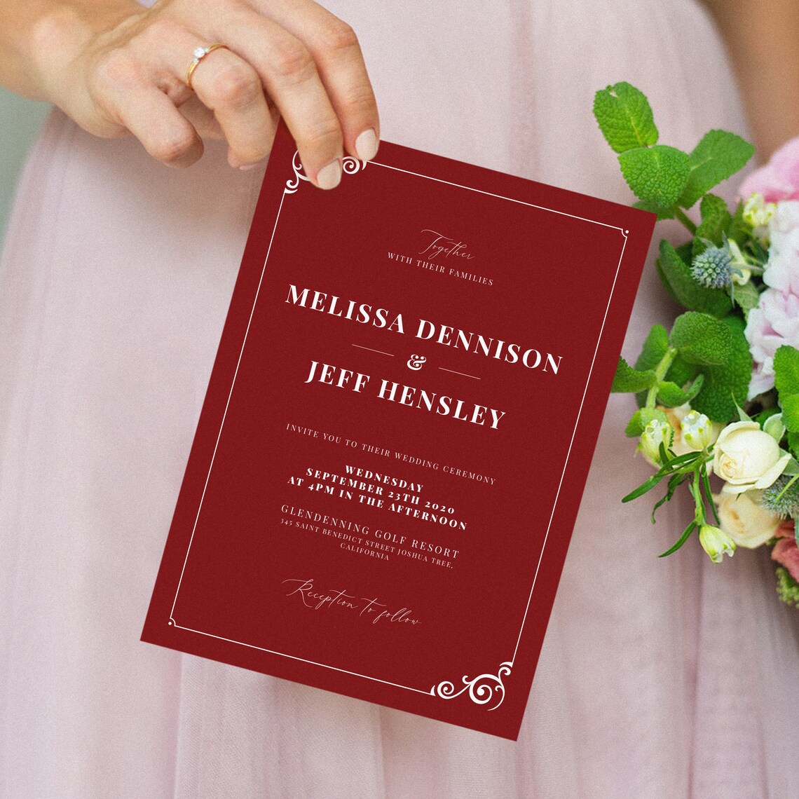 Wedding Invite Ruby Red Vintage Wedding Invitation Printable - Etsy