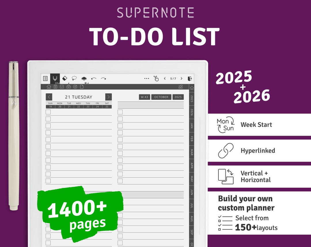 Supernote A5X A6X To-do List, Daily Task Checklist Template ...
