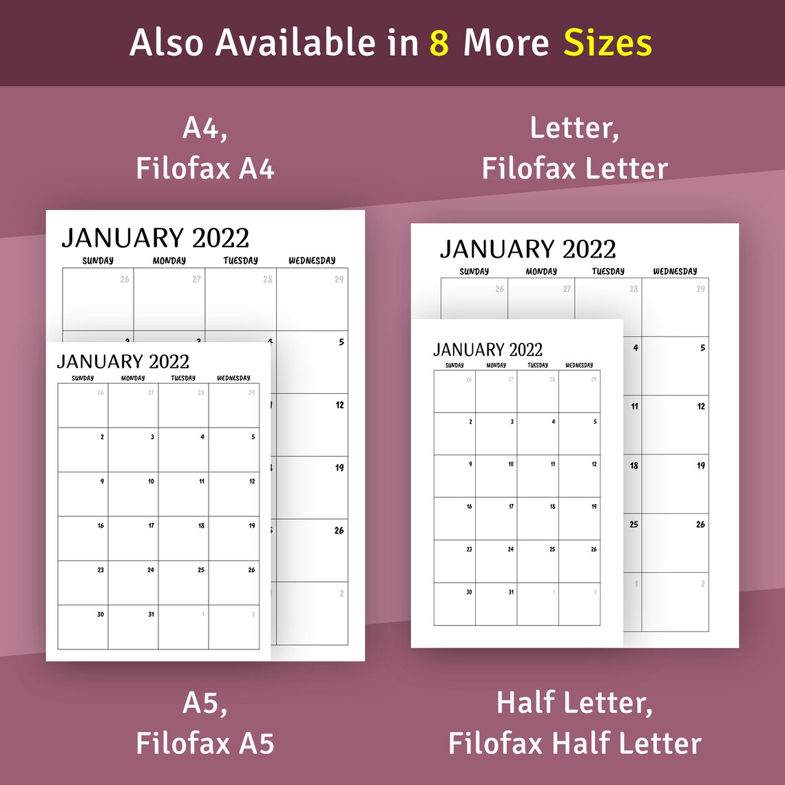 Happy Planner Monthly View Insert Printable Month on Two Page | Etsy