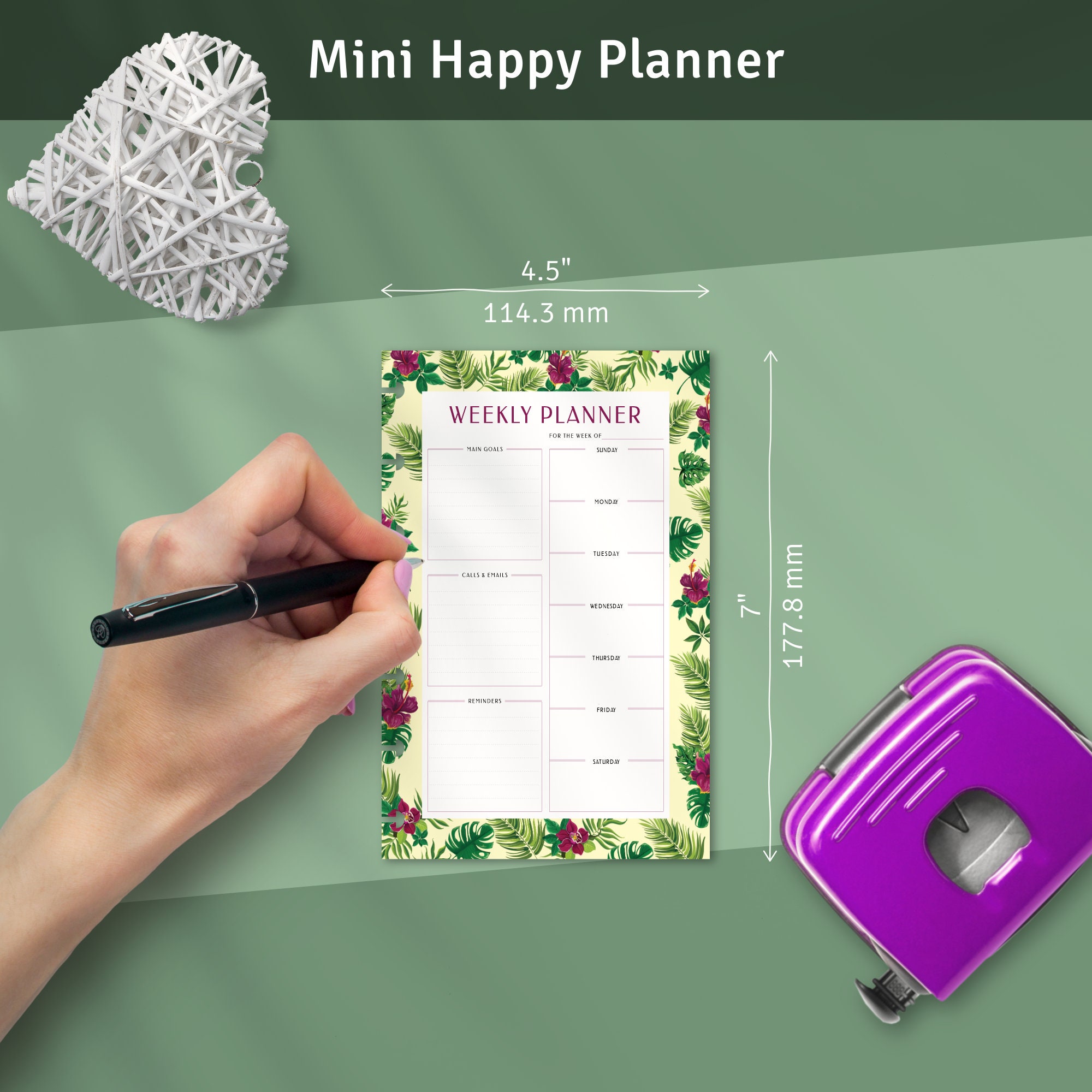 Week on One Page Printable Template for Happy Planner Classic | Etsy