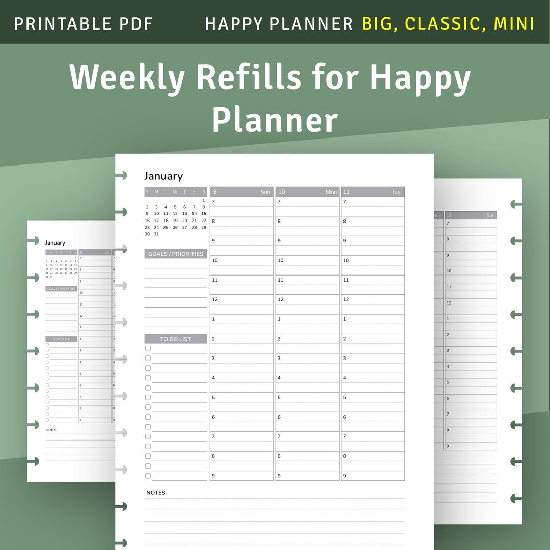 Weekly Happy Planner With to Do List Insert, Printable Weekly Template ...