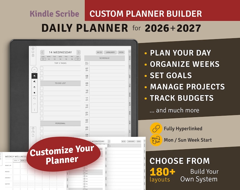 Digital Daily Planner 2026–2027 | Hyperlinked PDF for Kindle Scribe ...