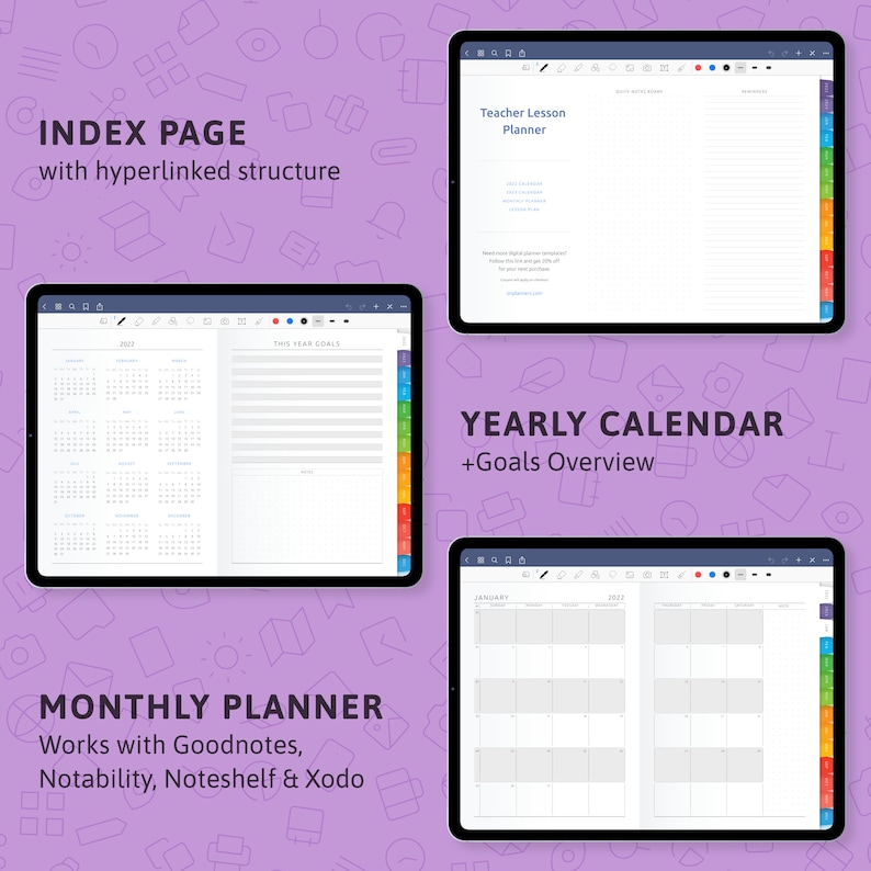 Digital Teacher Lesson Planner for Goodnotes Notability - Etsy
