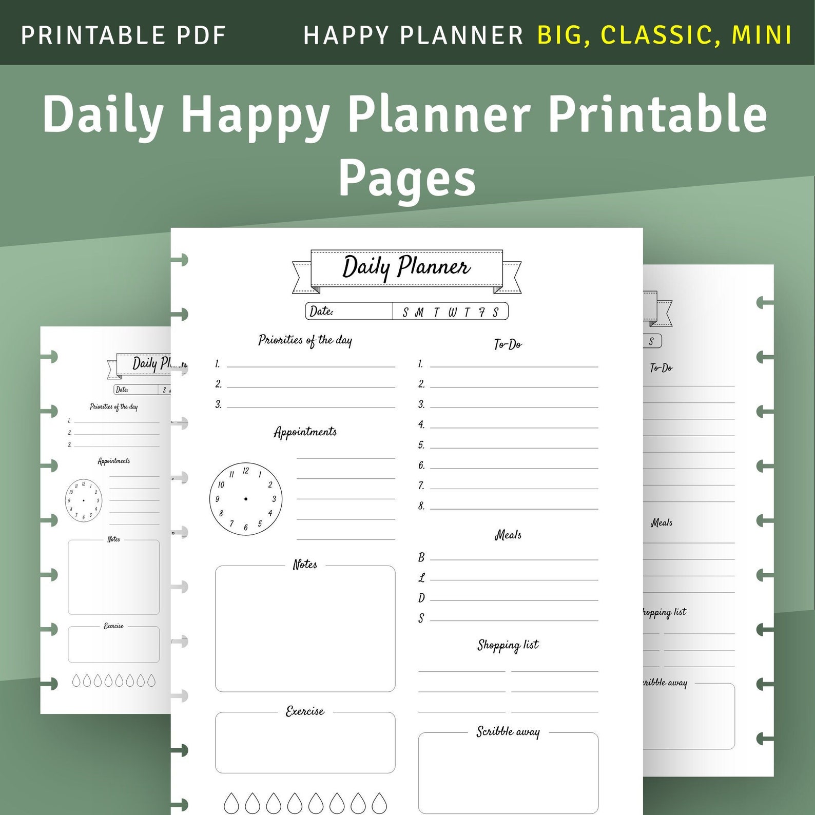 Happy Planner Daily Page Printable Insert for Happy Planner | Etsy