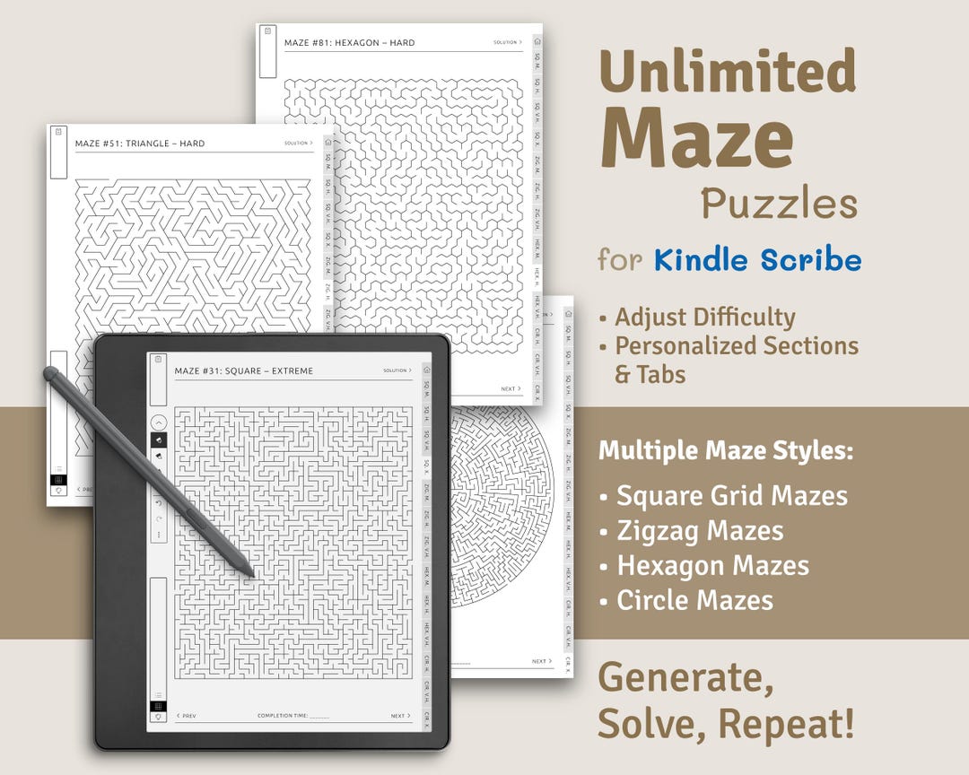 Kindle Scribe Maze Puzzles: Unlimited Square, Zigzag, Hexagon, Circle ...