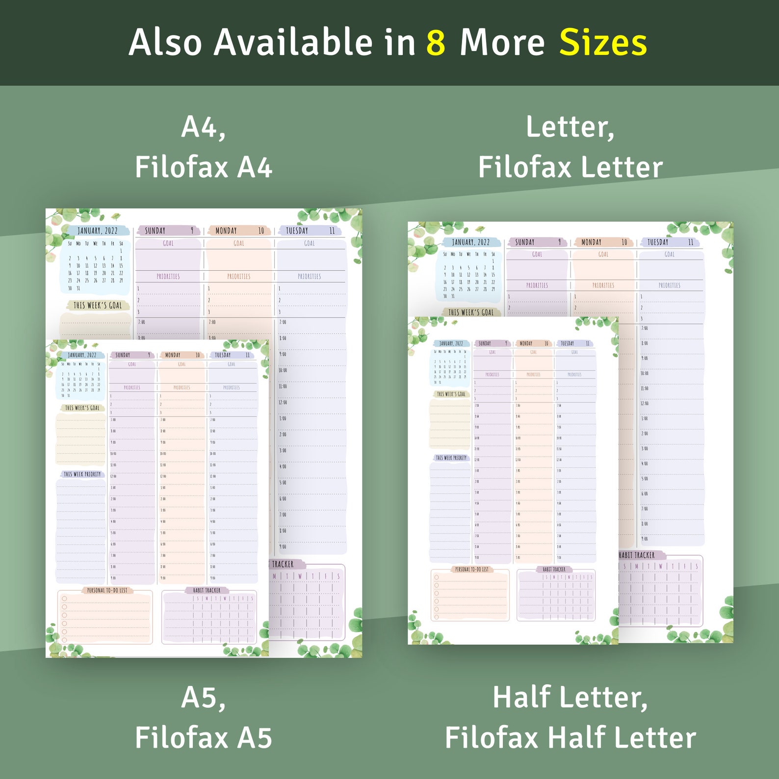 Weekly Happy Planner Inserts Printable WO2P Template for - Etsy