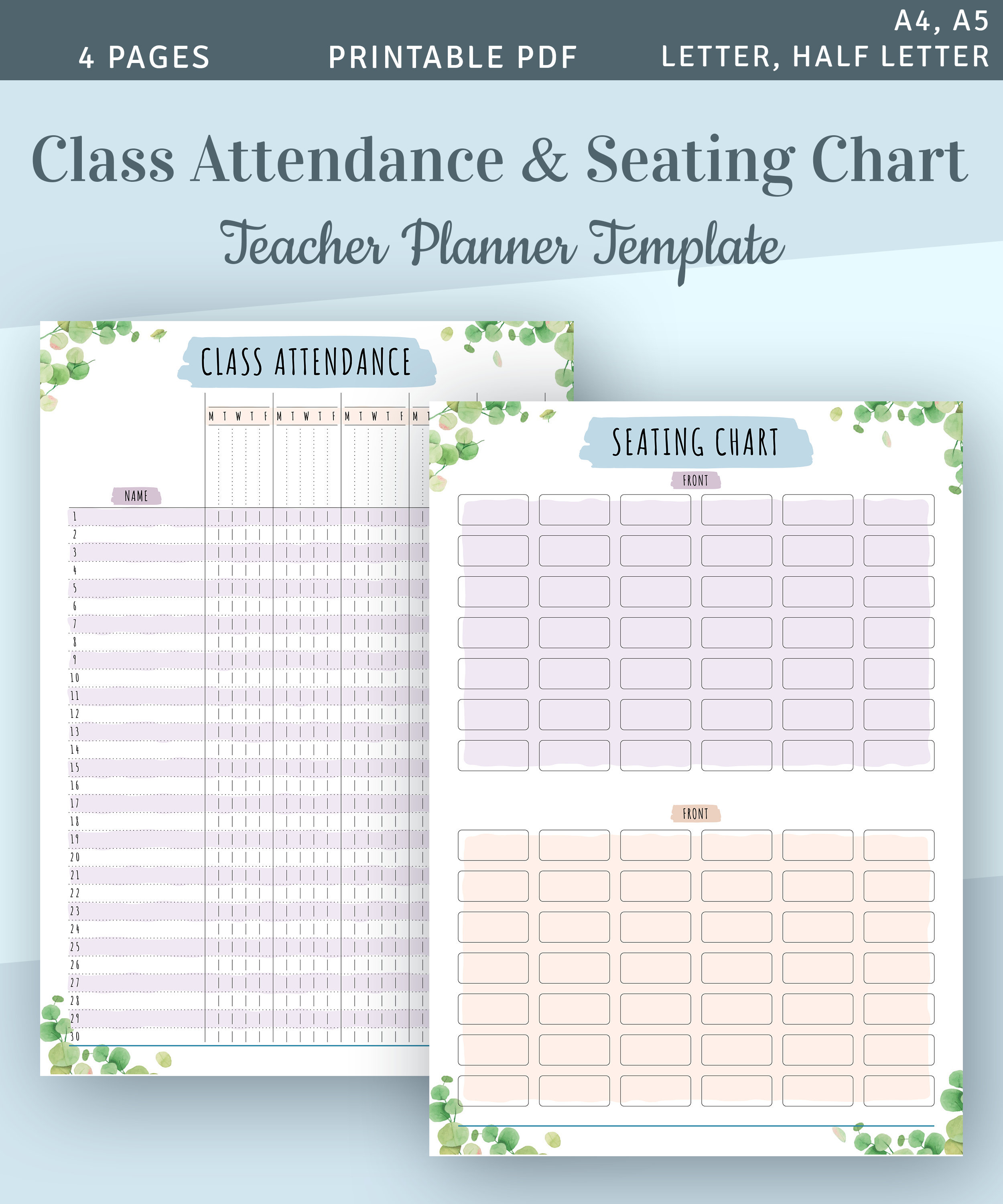 Student Attendance Sheet & Seating Chart Template Teacher - Etsy Australia