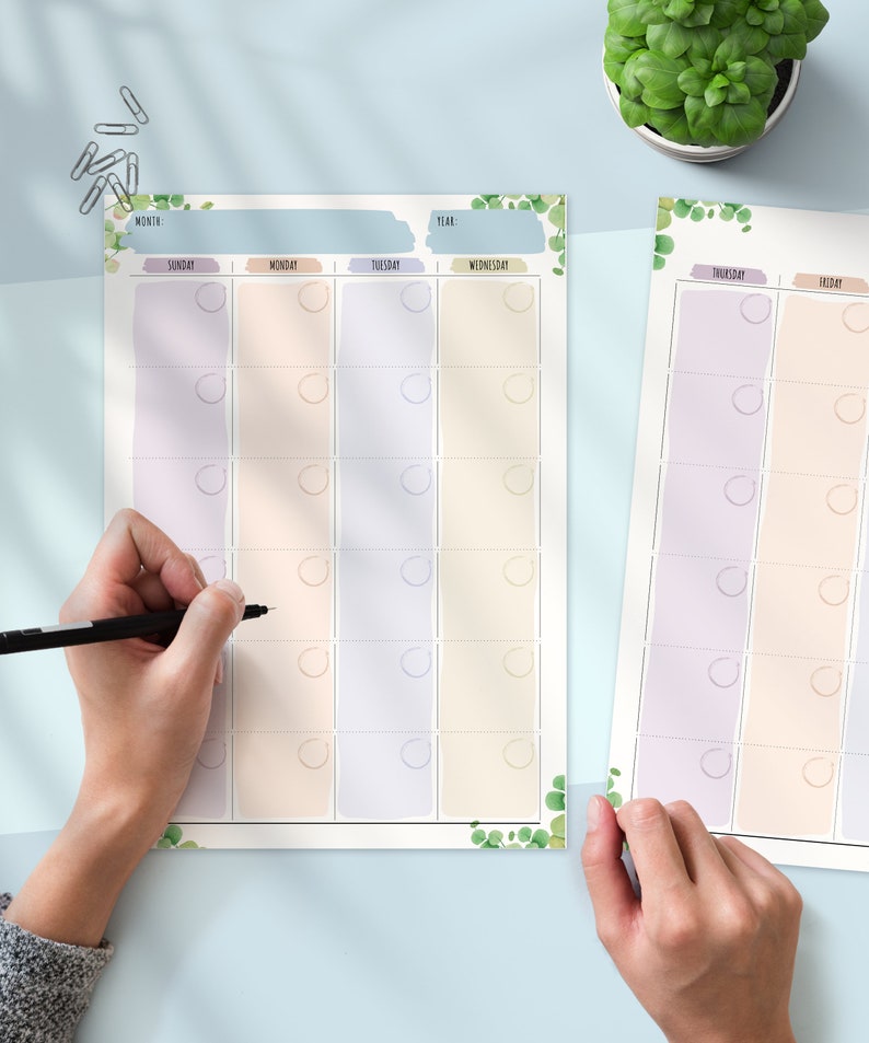 Floral Undated Monthly Calendar Printable, A4 A5 Letter Size (PDF) - Etsy