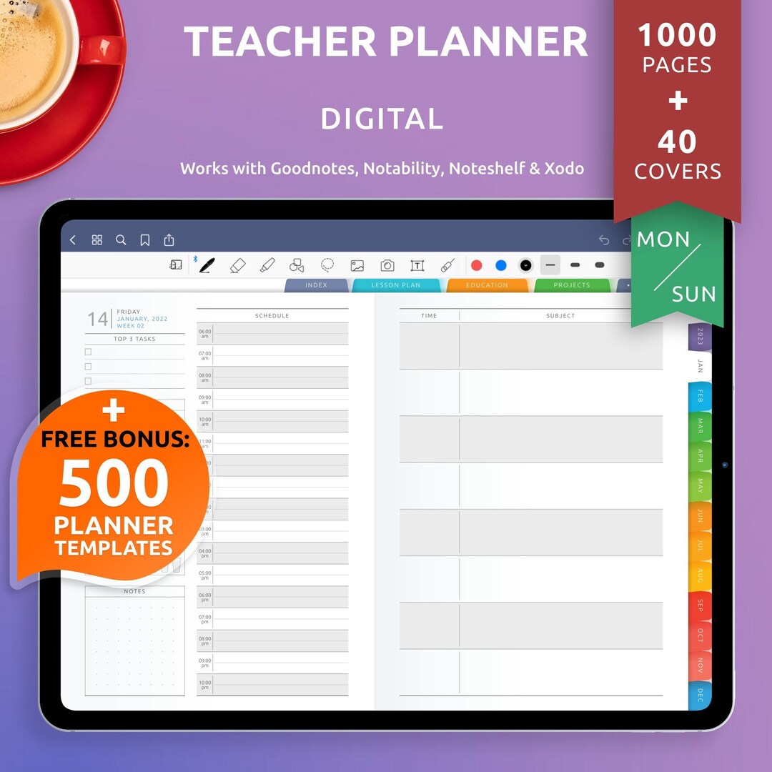 2025 + 2026 Digital Teacher Planner for Goodnotes, Notability, Lesson ...