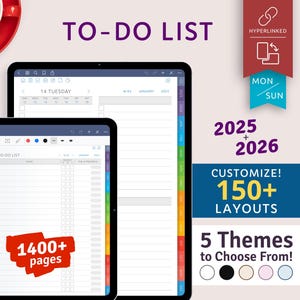Daily To-do Digital Planner for Goodnotes, Notability, Daily Hourly ...