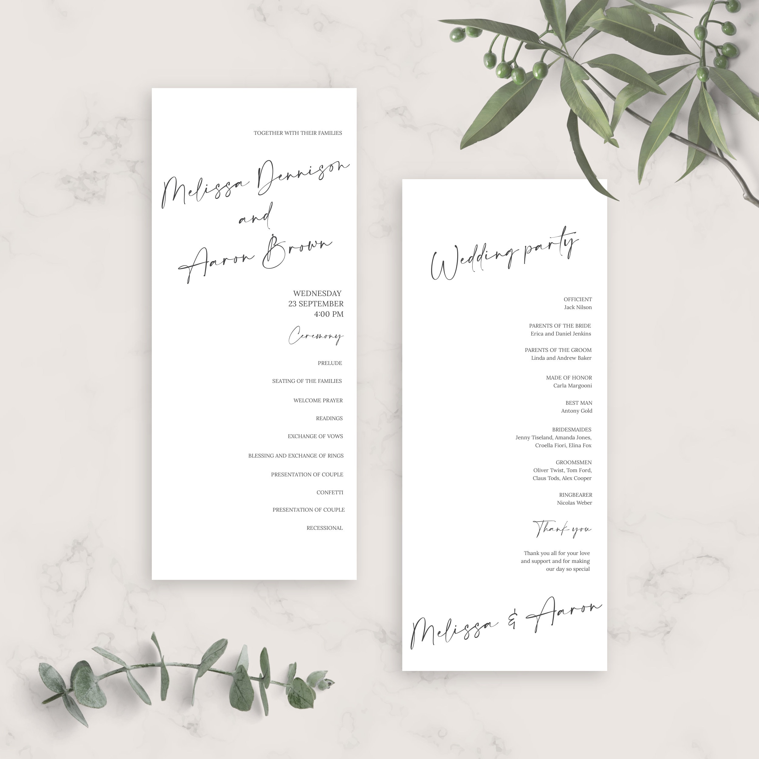 Simple Script Wedding Program Template Program For Wedding | Etsy