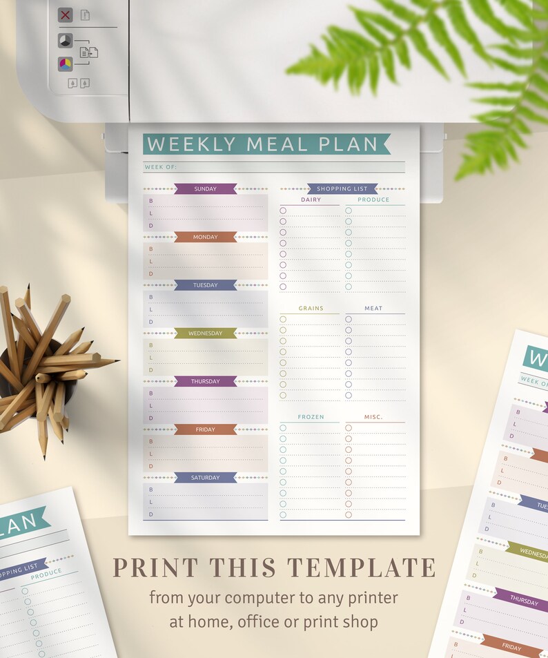 Meal Planner Printable, Weekly Menu Planner With Grocery List, Family ...