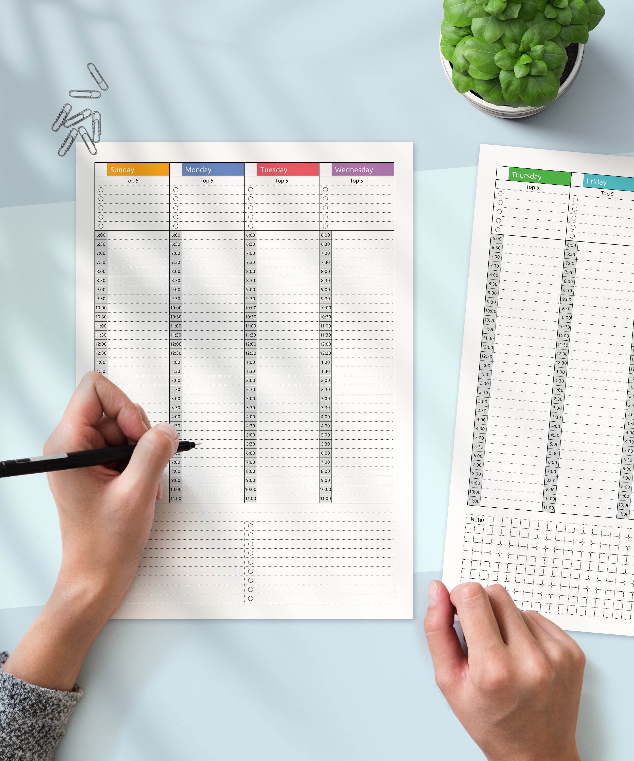 Hourly Weekly Planner Printable, Undated Schedule Template (PDF) - Etsy