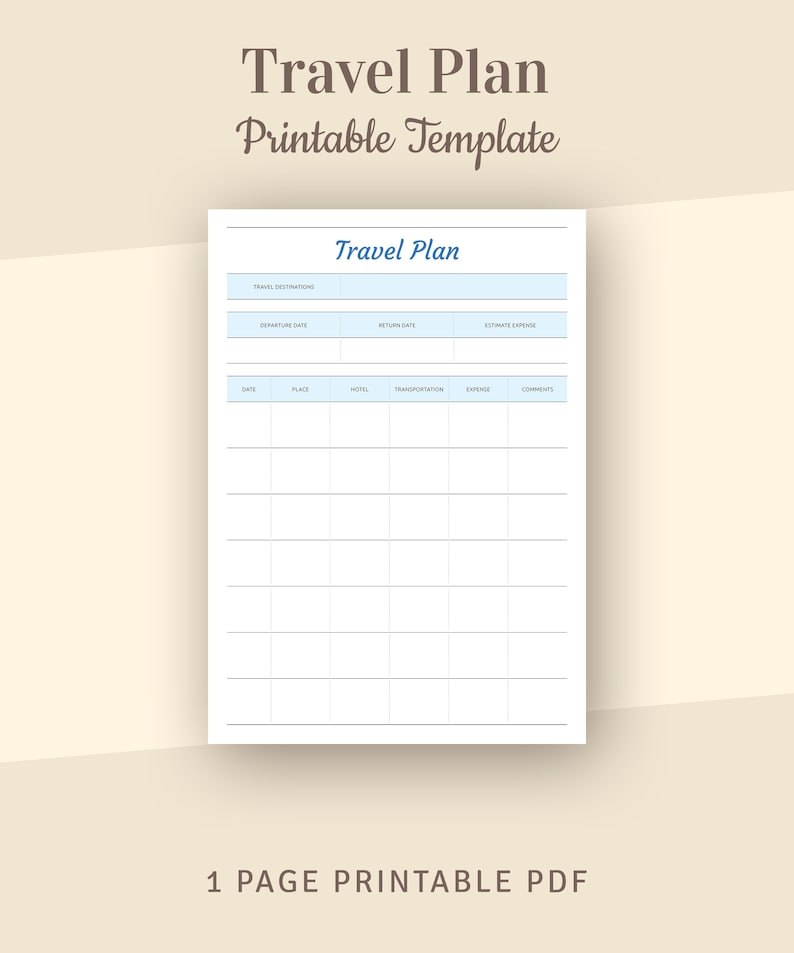 Printable Travel Planner Template: Trip Itinerary (a4/a5/letter/half ...