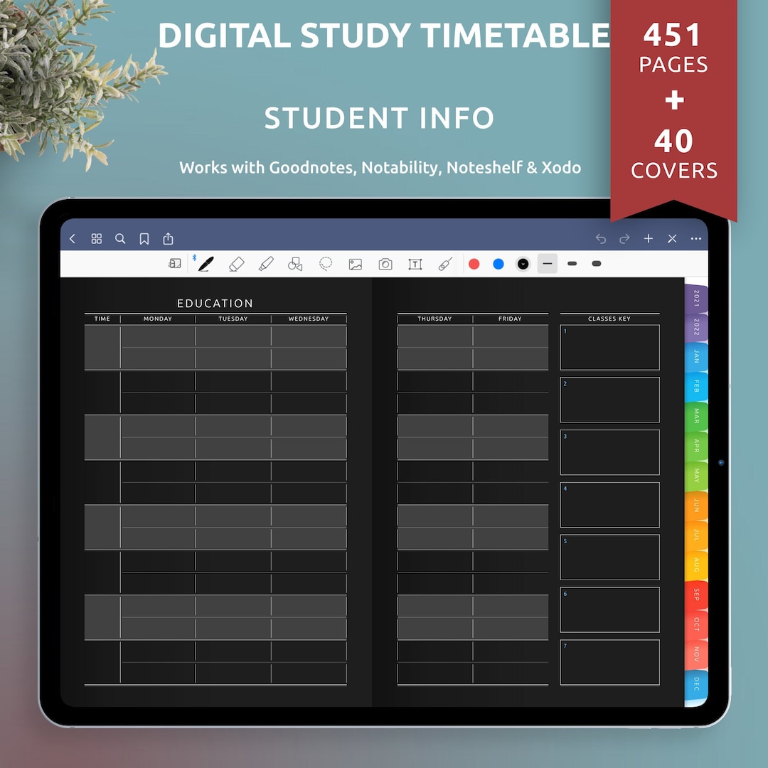 Goodnote Study Planner Digital, Education Schedule & Student Info ...