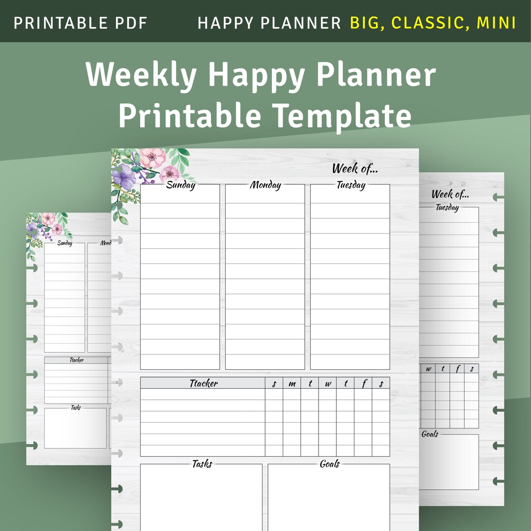 Weekly Schedule Template for Happy Planner Classic / Big / Mini ...