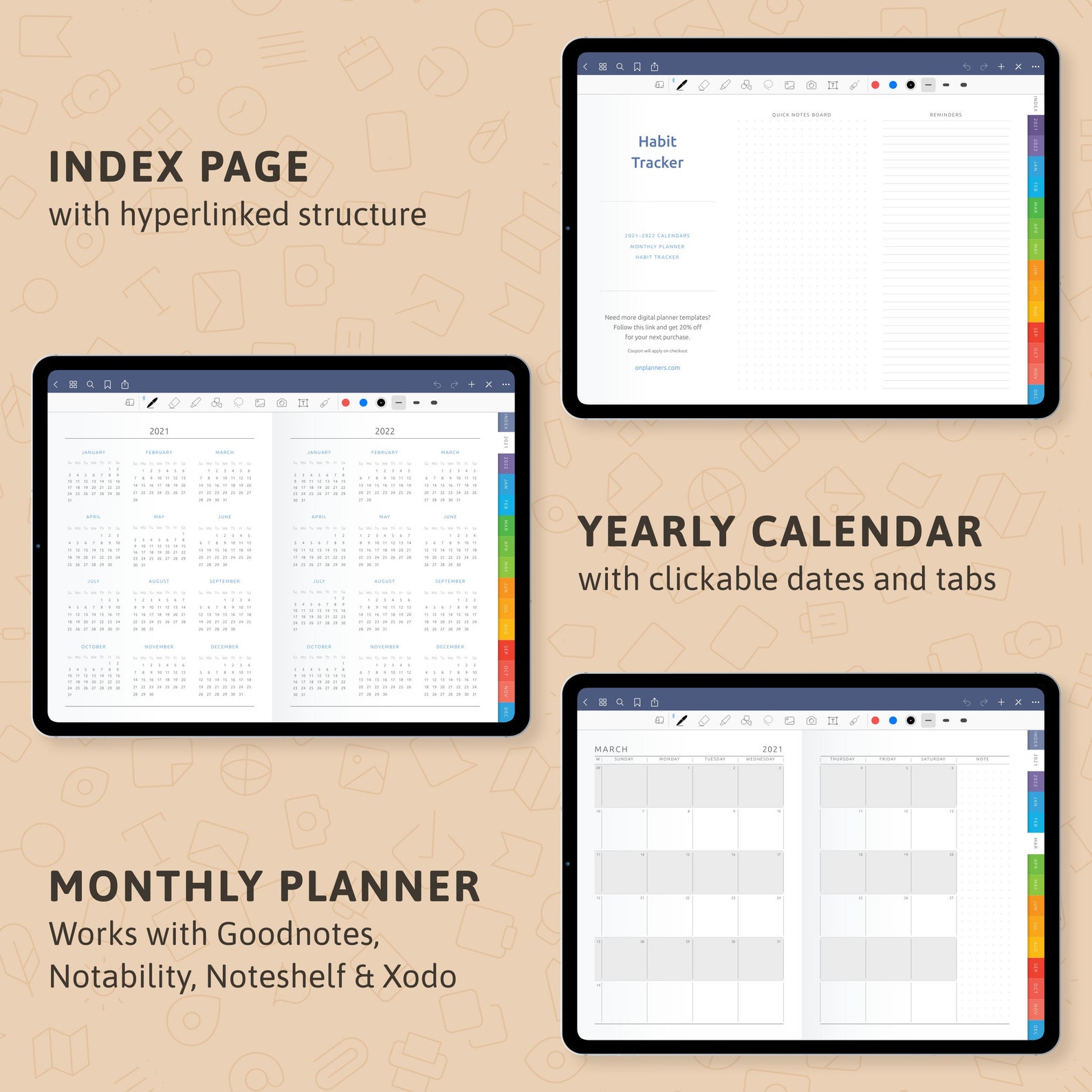 Digital Habit Tracker for Goodnotes Notability Weekly Habit | Etsy