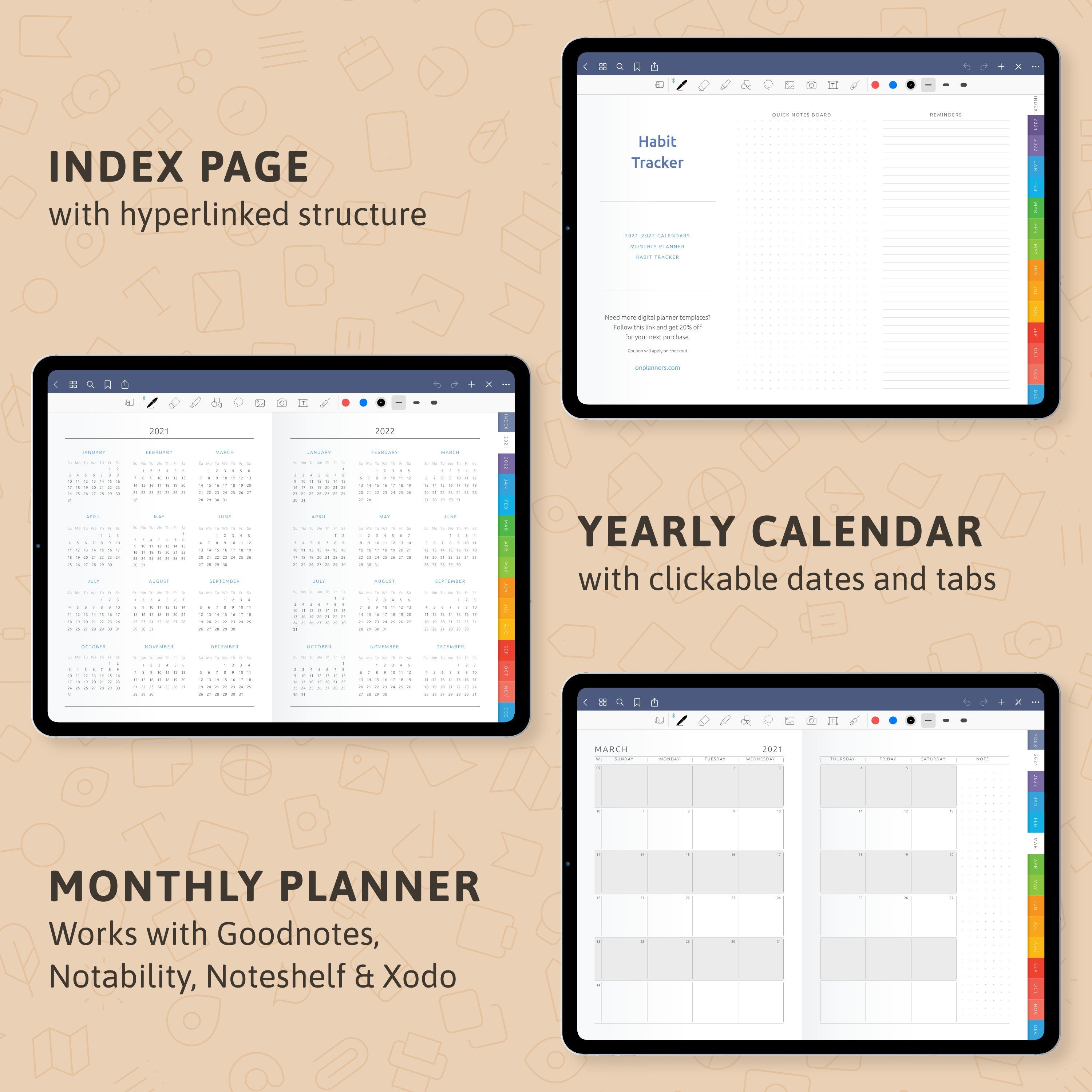 Digital Habit Tracker for Goodnotes Notability Weekly Habit | Etsy