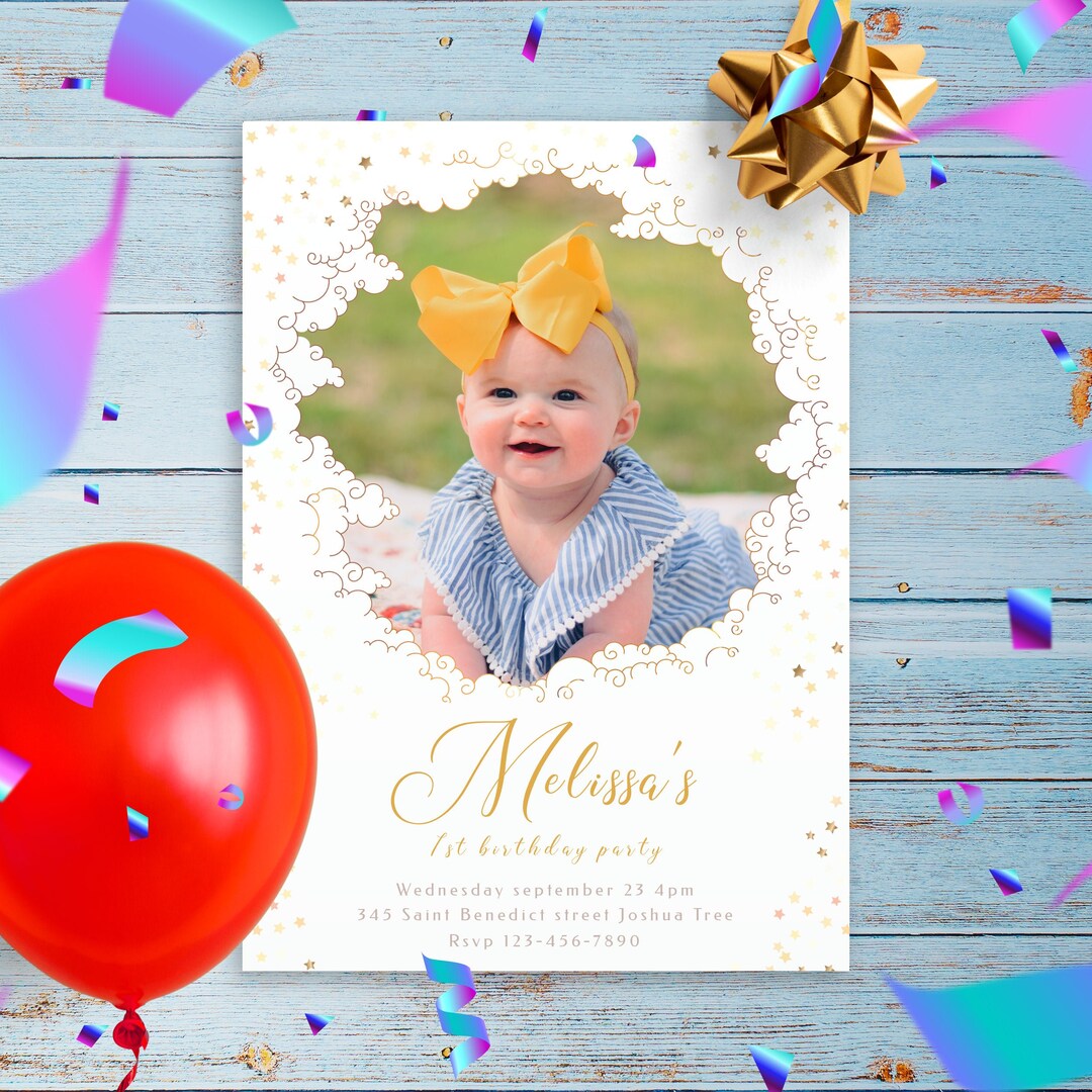 Editable Baby First Birthday Photo Invite, Customizable Baby's 1st ...