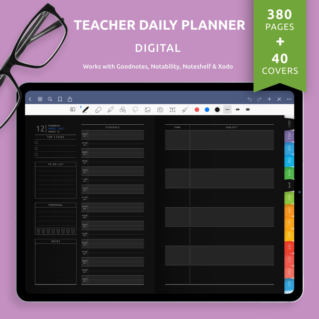 Digital Teacher Daily Planner, Custom Covers (goodnotes, Notability) - Etsy