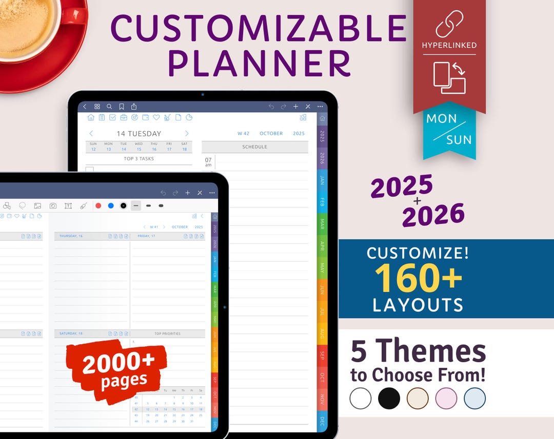 2025-2026 Digital Planner: Hyperlinked PDF, Goodnotes, Notability ...