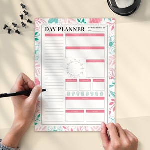 Undated Daily Planner Blossom Flowers, Daily Agenda Template With to Do ...
