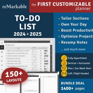 Remarkable To-do List Template, Hyperlinked Digital Planner, Yearly ...