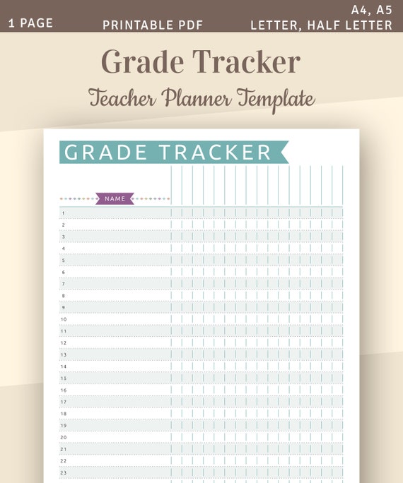 Grade Spreadsheet Template Grade Tracker Printable 16 FREE