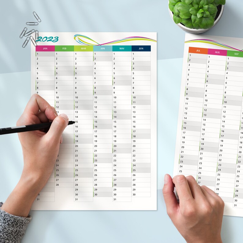Vertical Yearly Calendar, 2025+2026 Printable Template (PDF) - Etsy