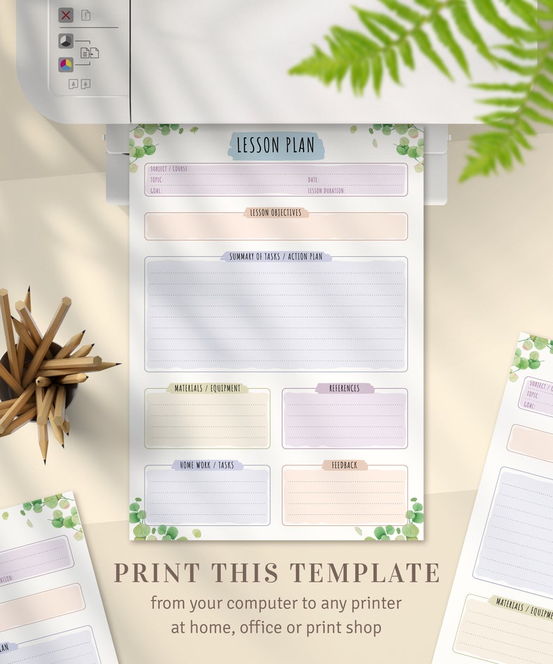 Floral Teacher Lesson Plan Template, Printable Planner (PDF) - Etsy