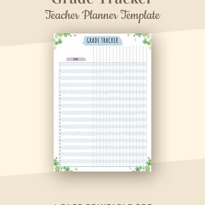 Printable Grade Tracker Template, Teacher Grade Log Sheet, Class ...