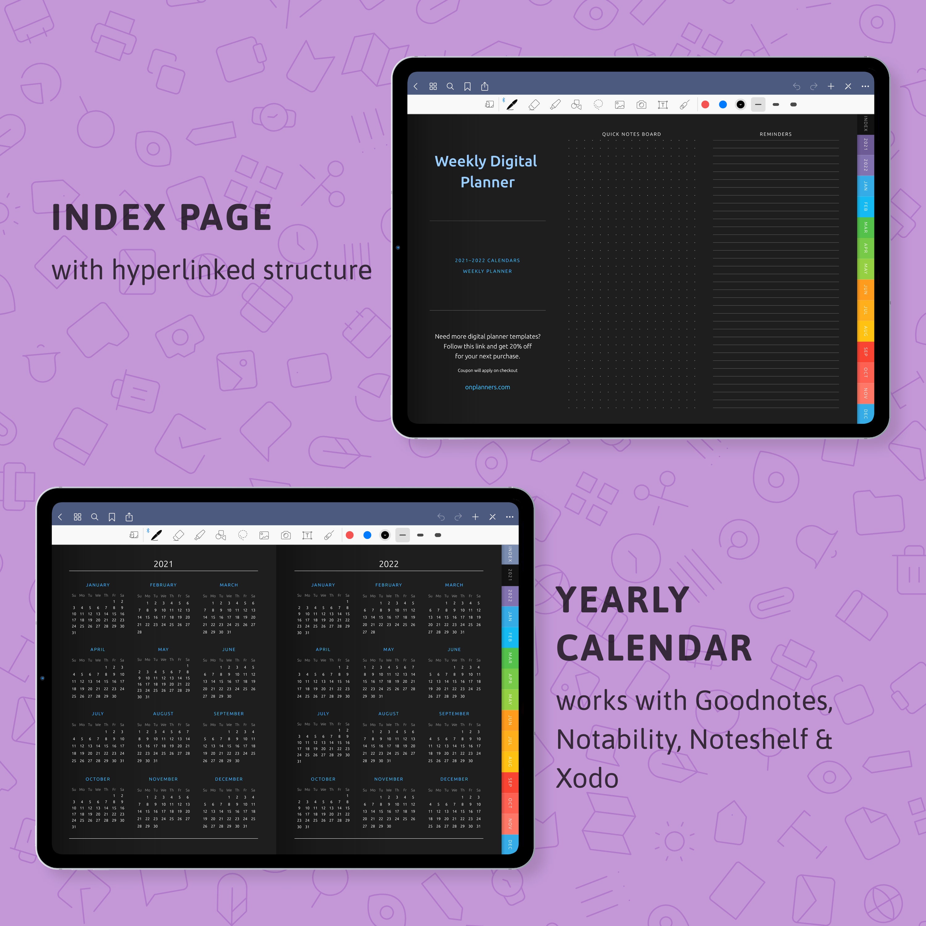Digital Weekly Schedule Template for Ipad / Android - Etsy