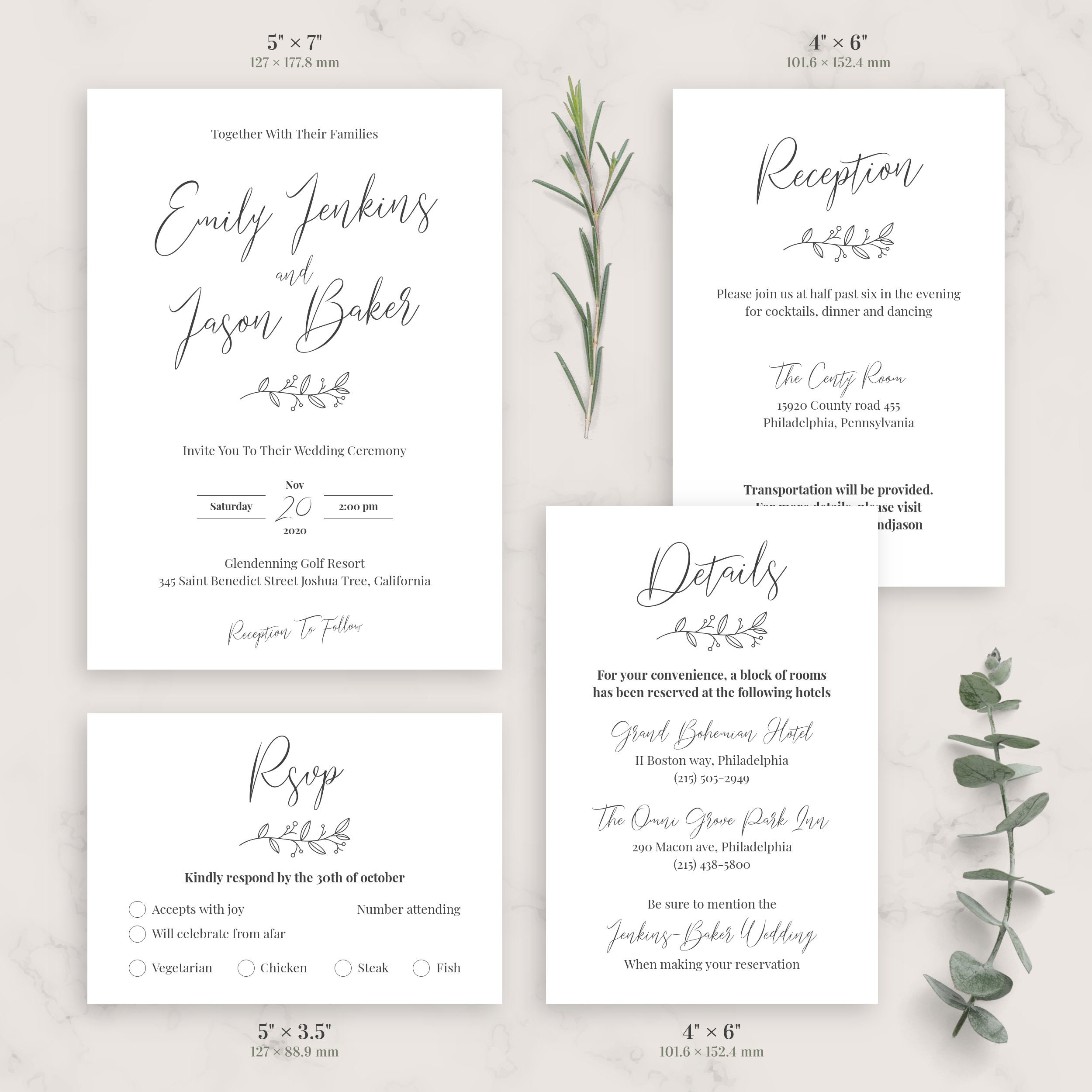 Wedding Invite Classic Elegant Wedding Invitation Suite | Etsy