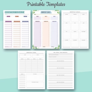 Monthly Goal Setting Kit, Collection 20in1 Printable Monthly Goals ...