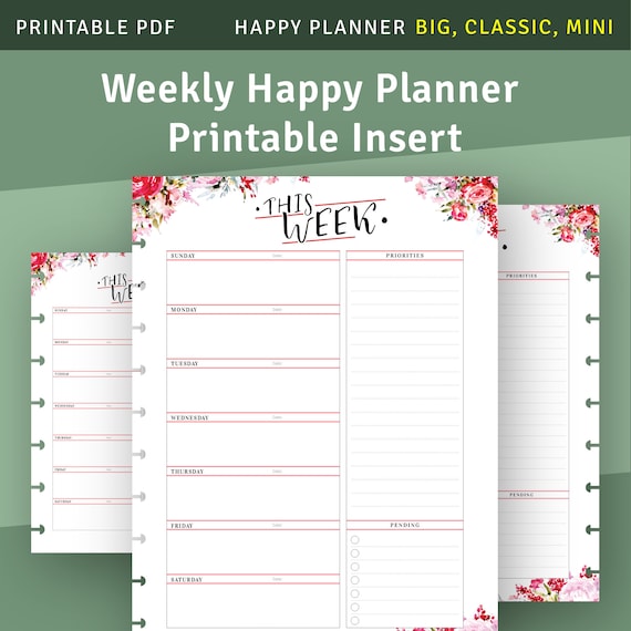 Weekly Refills for Happy Planner Classic / Big / Mini Week | Etsy
